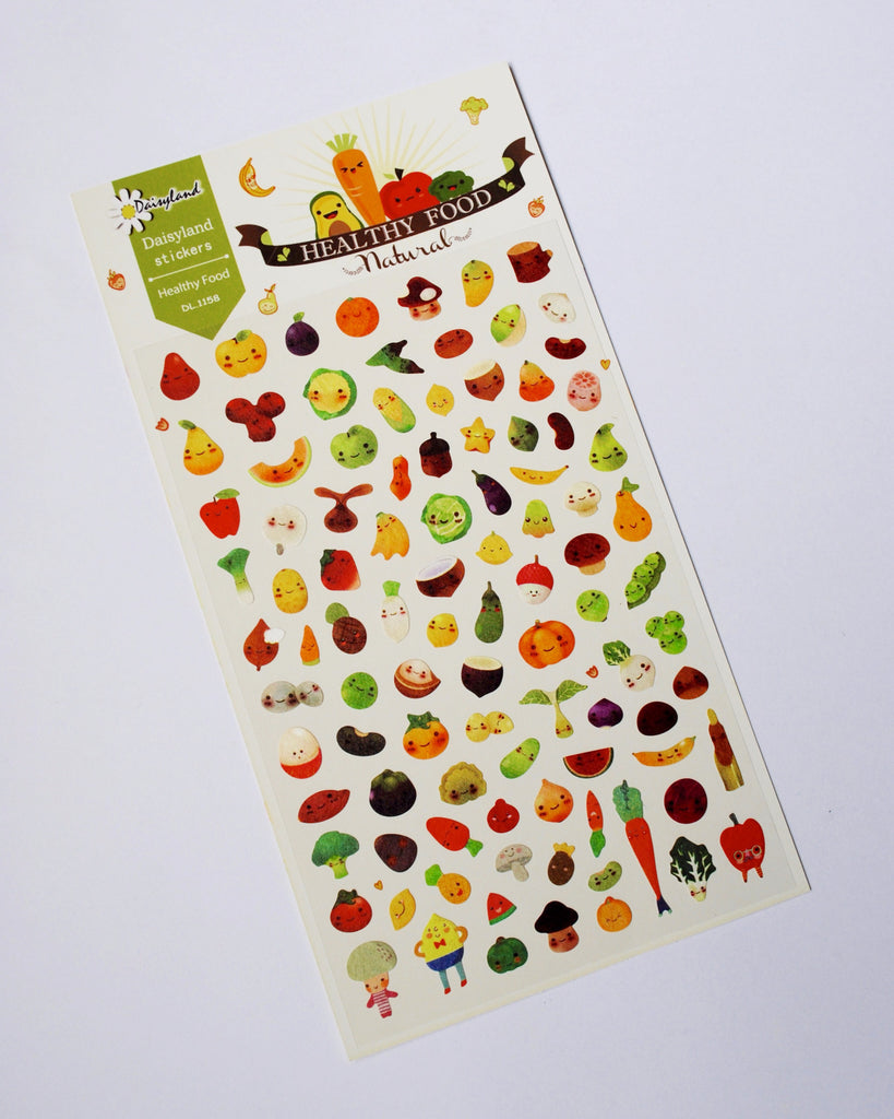 Five-a-day healthy food seal stickers – Cute Delight